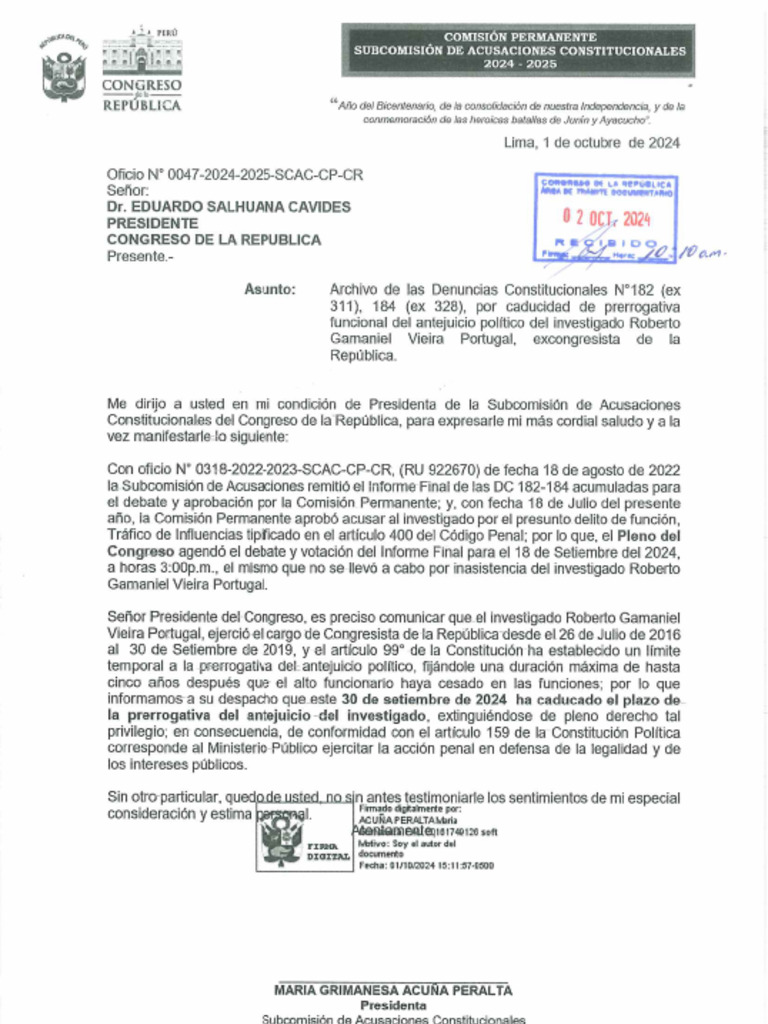 Oficio 047 2024 2025 Scac | PDF