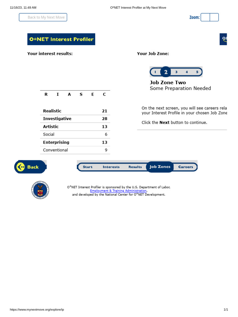 O - NET Interest Profiler at My Next Move | PDF