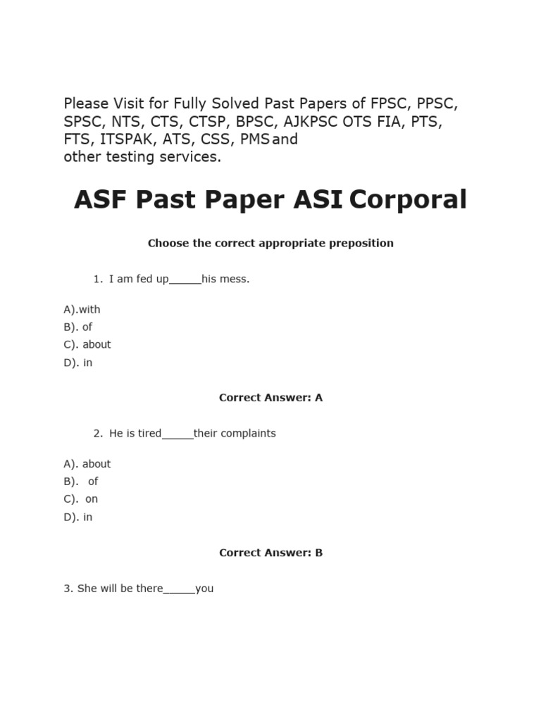 ASF Past Paper ASI Corporal | PDF