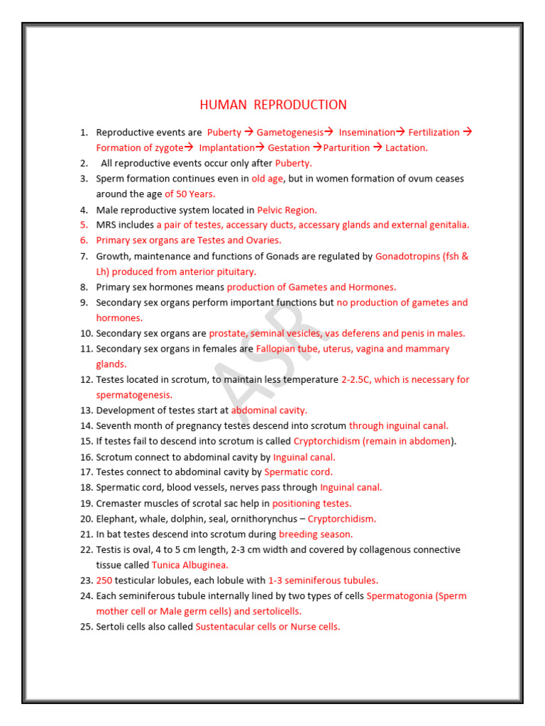 Human Reproduction Ncert Bits | PDF | Ovary | Science & Mathematics