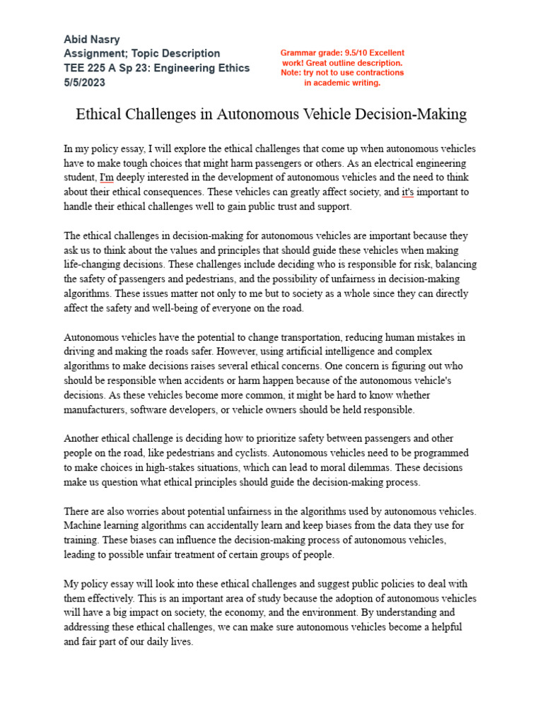 Ethical Challenges in Autonomous Vehicle Decision-Making | PDF