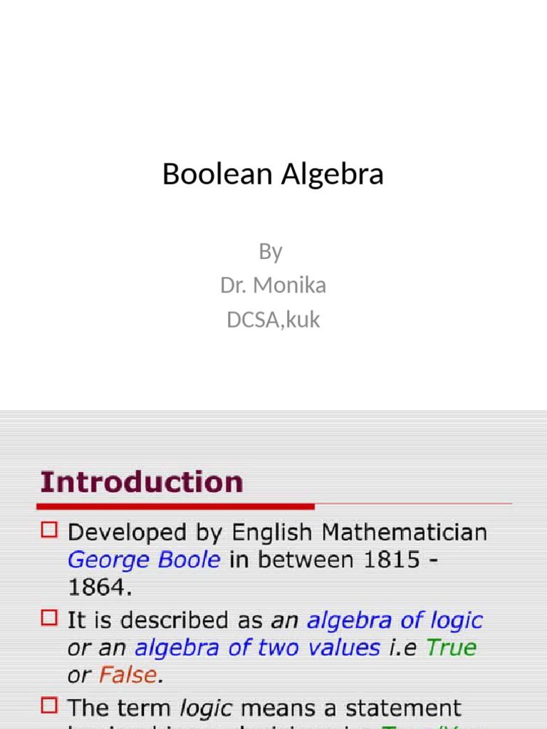 Boolean Algebra | PDF