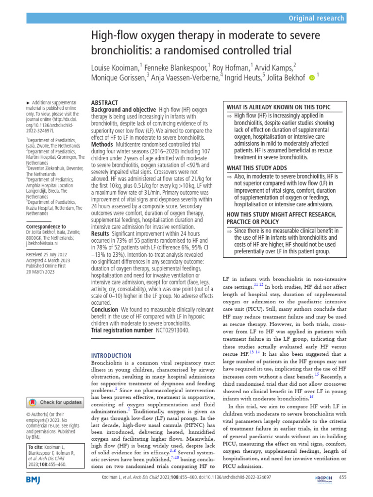 High-Flow Oxygen Therapy in Mo | PDF | Health Care | Clinical Medicine