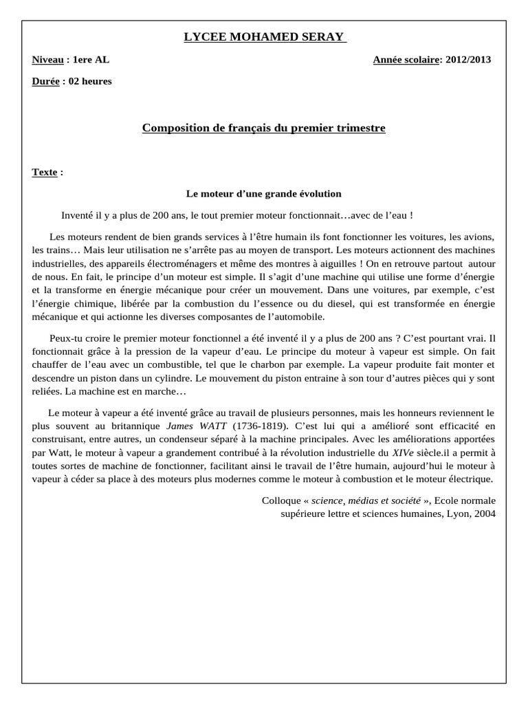 Compo 1ere Année | PDF
