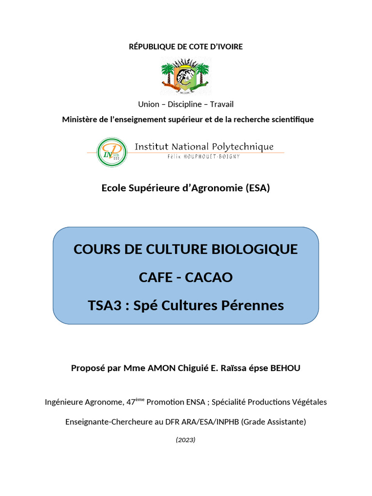 Culture Biologique TSA3 | PDF