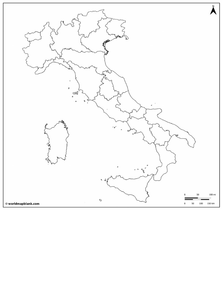 Blank Map of Italy With Regions | PDF