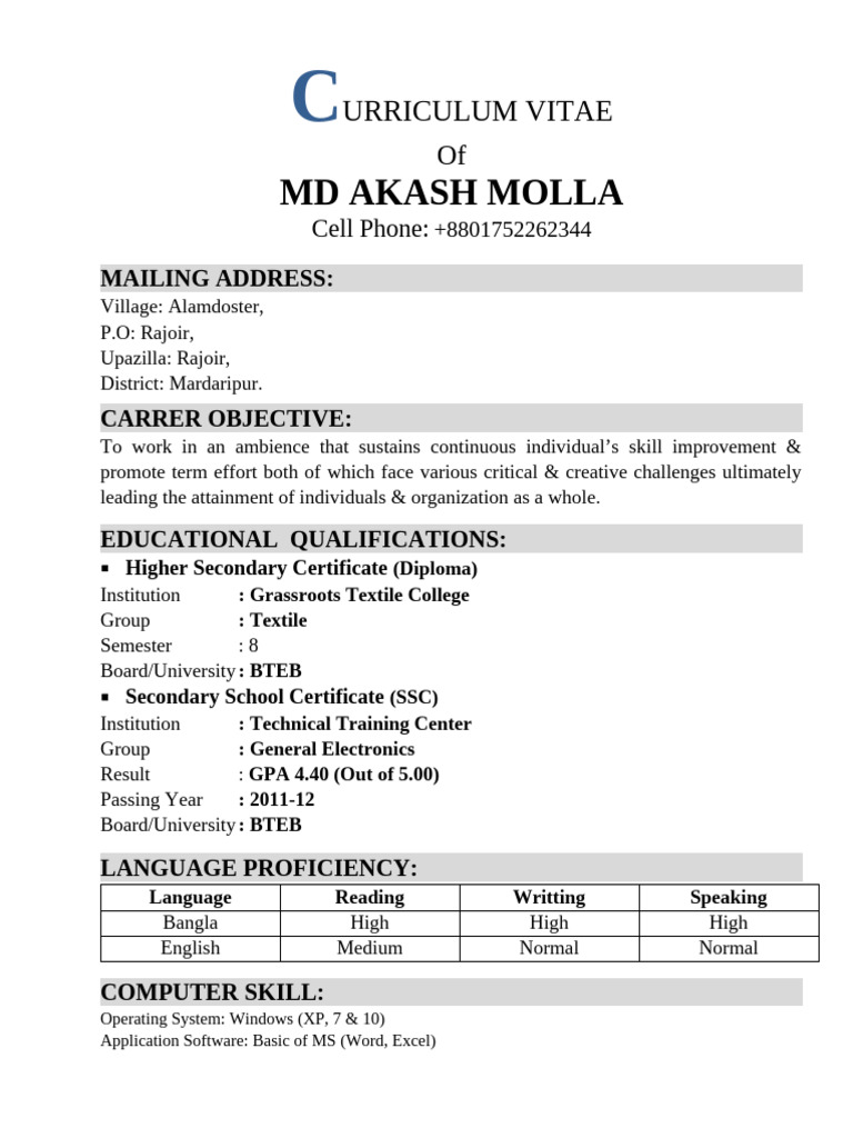 MD Akash Molla | PDF