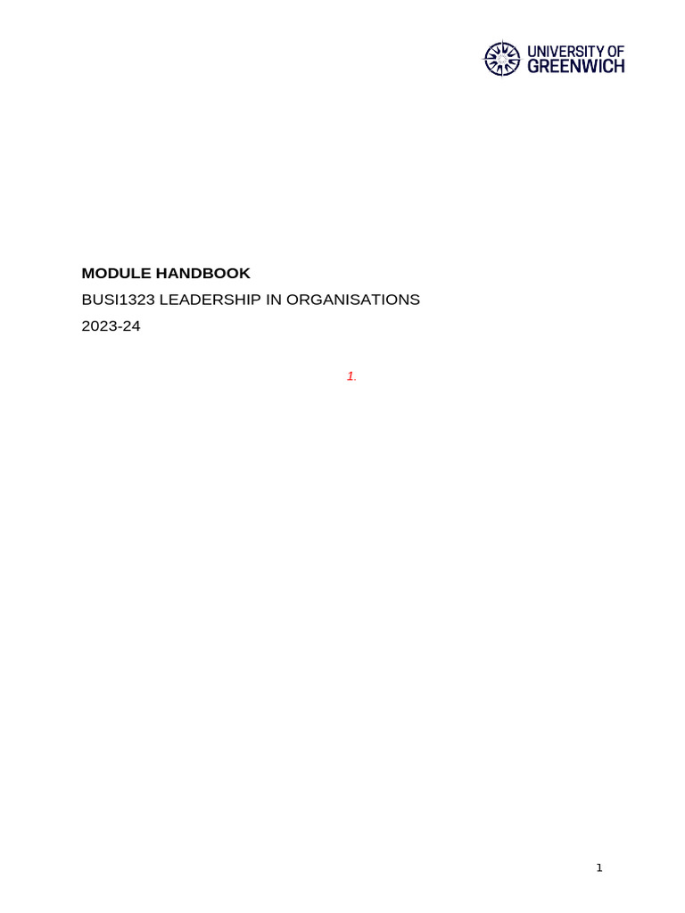 BUSI1323 Module Handbook 2024 V3 | PDF