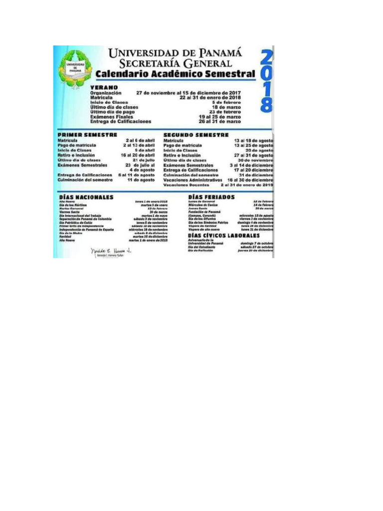 calendario academico 2018 up. | PDF