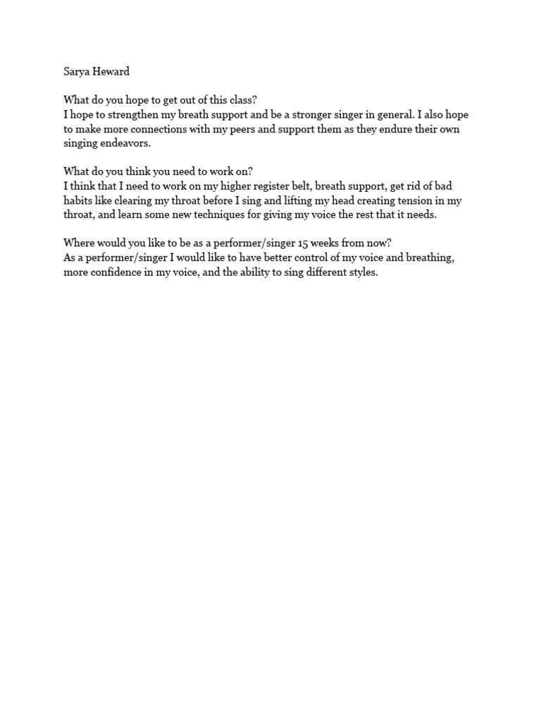 Vocal Journal 1 | PDF
