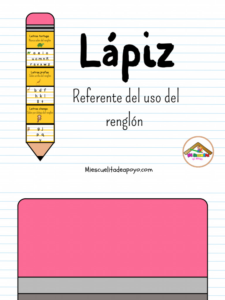 Póster de Lapiz Letras Tortuga Jirafa y Mono Mi Escuelita de Apoyo | PDF