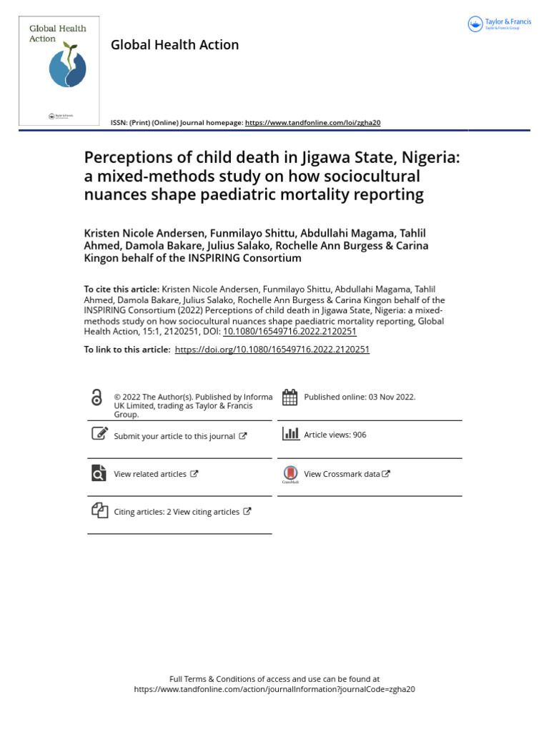 Child Death Perceptions in Jigawa, Nigeria | PDF | Grief | Qualitative ...