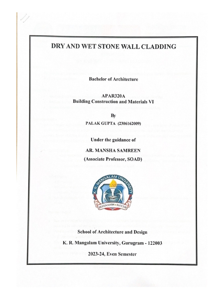 Dry and Wet Stone Wall Cladding | PDF