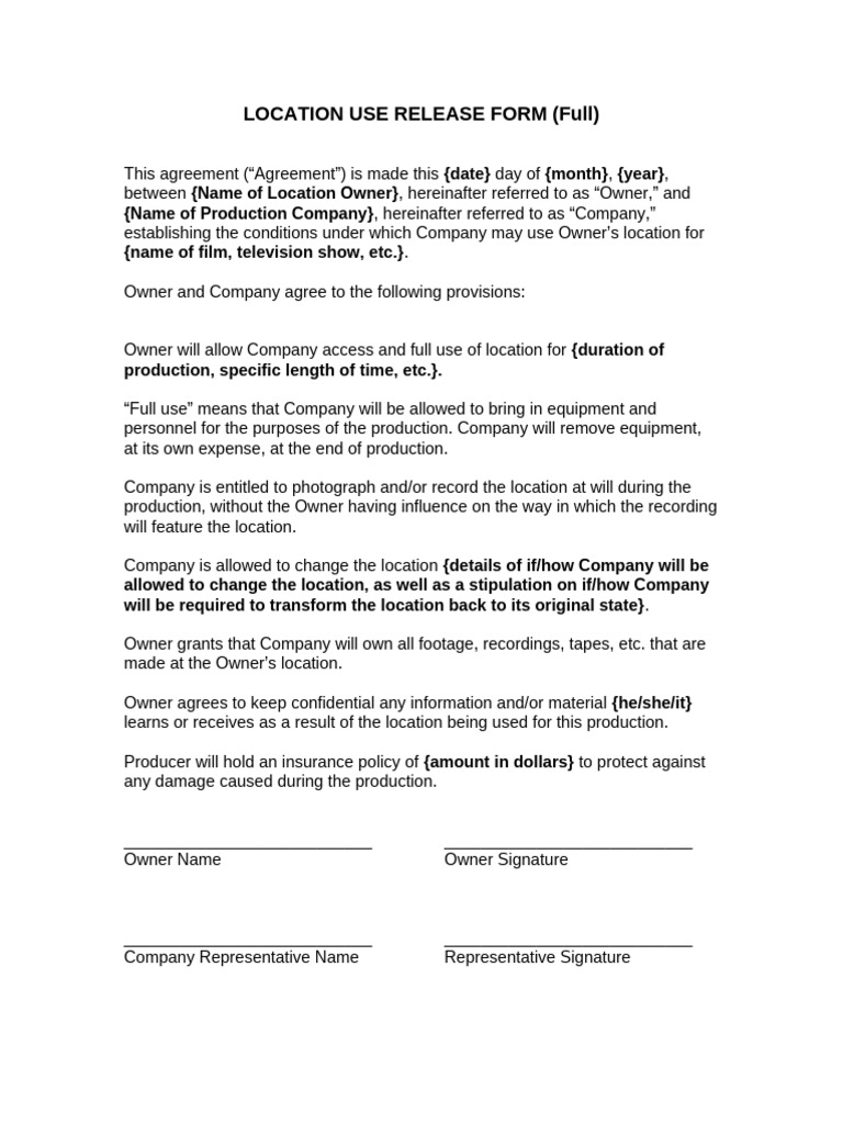 Location Release Form (Full) | PDF