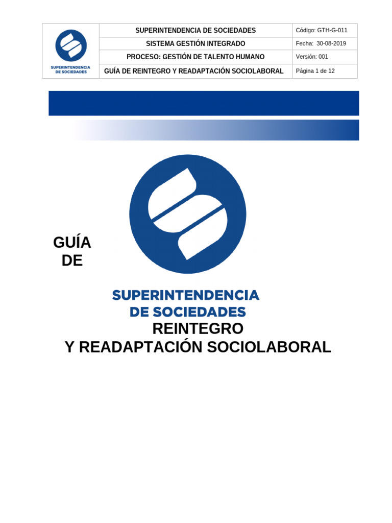 GTH G 011 GuiaReincorporacionLaboral | PDF