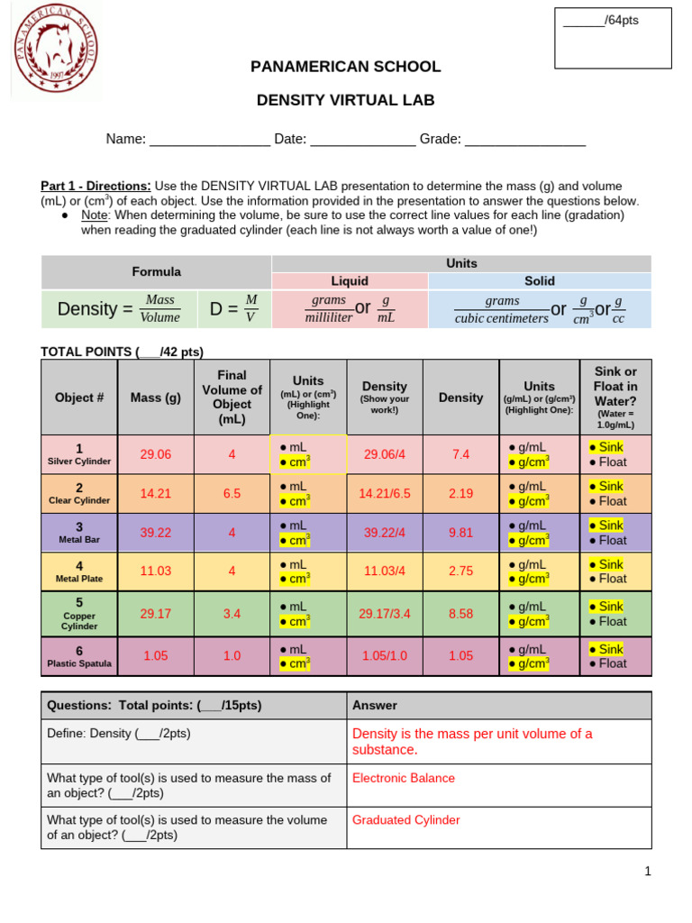 Copia de Density Virtual Lab | PDF