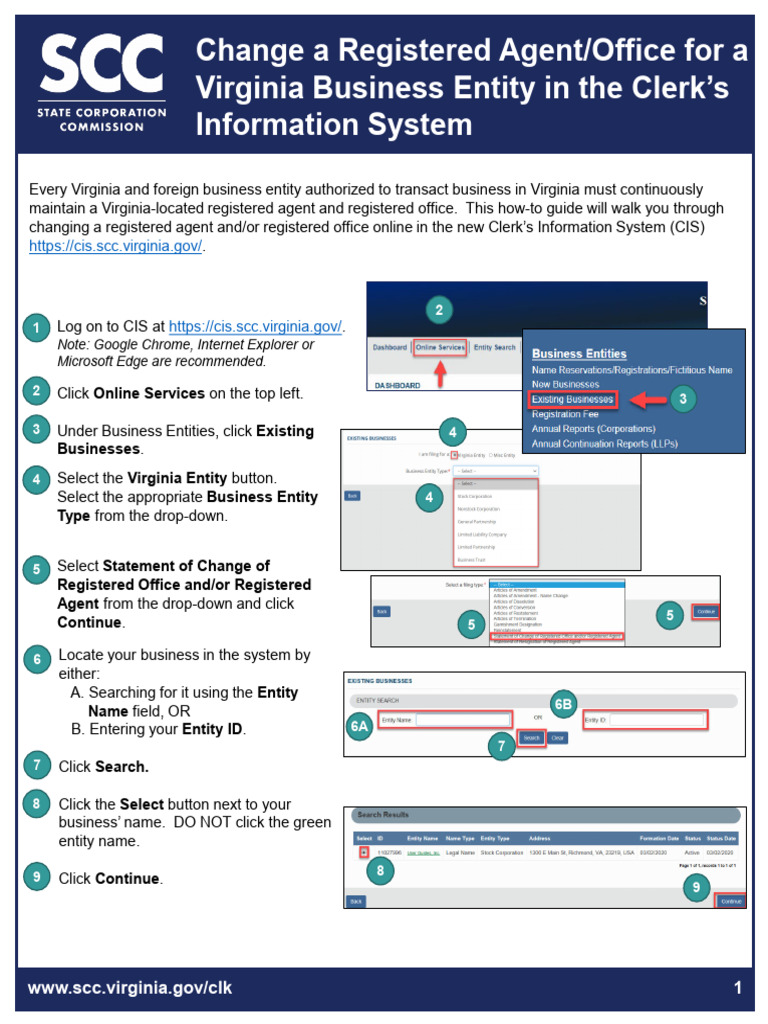 How To Guide RA RO Change Virginia Entity | PDF