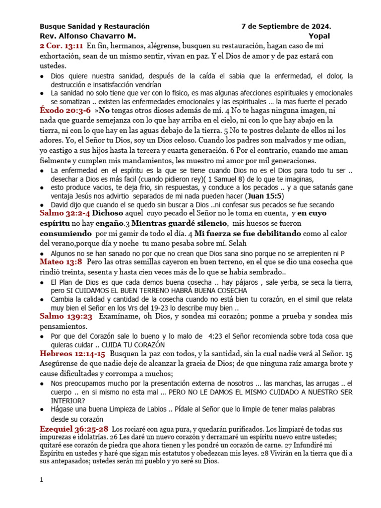 290907 Busque Sanidad y Restauración- Rev Alfonso Chavarro.docx | PDF