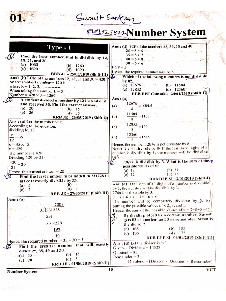 RRB PYQ Number System | PDF