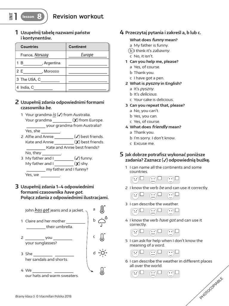 Brainy KL 5 TRF Unit 1 Lesson 8 | PDF