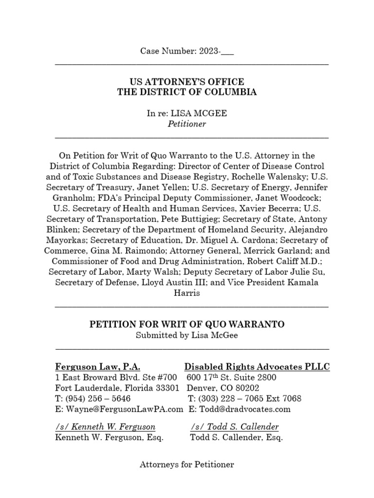 Writ of Quo Warranto With Exhibits Apr 18 | PDF