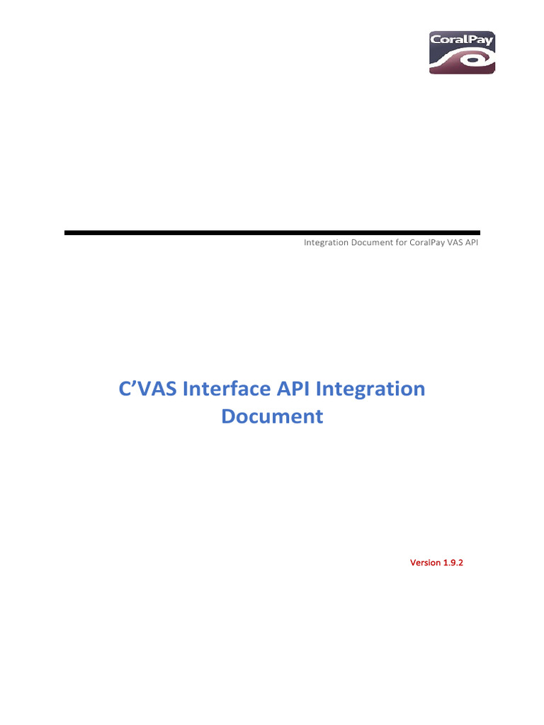 CoralPay VAS Interface API Document - v1.9.2 | PDF