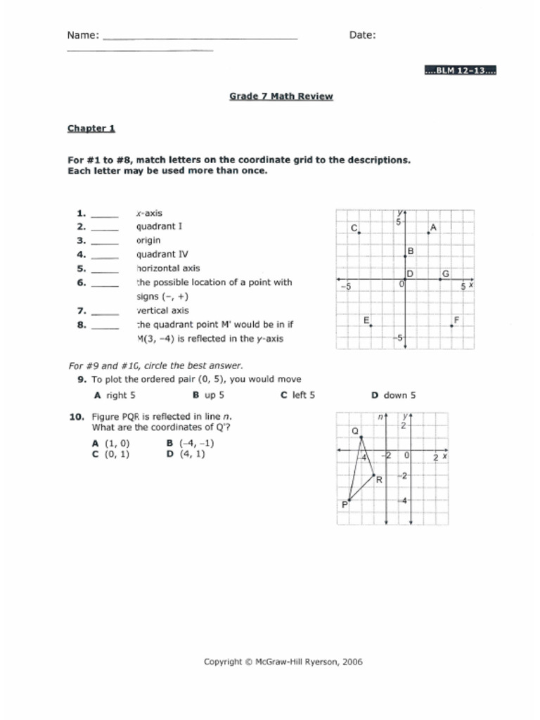 Grade 7 Math Final Exam Review | PDF