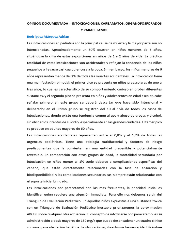 OD2 - Intoxicacion | PDF | Medicina CLINICA | Especialidades Medicas