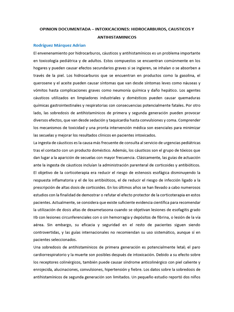 OD3 - Intoxicacion | PDF | Corticosteroides | Ciencia y matemáticas