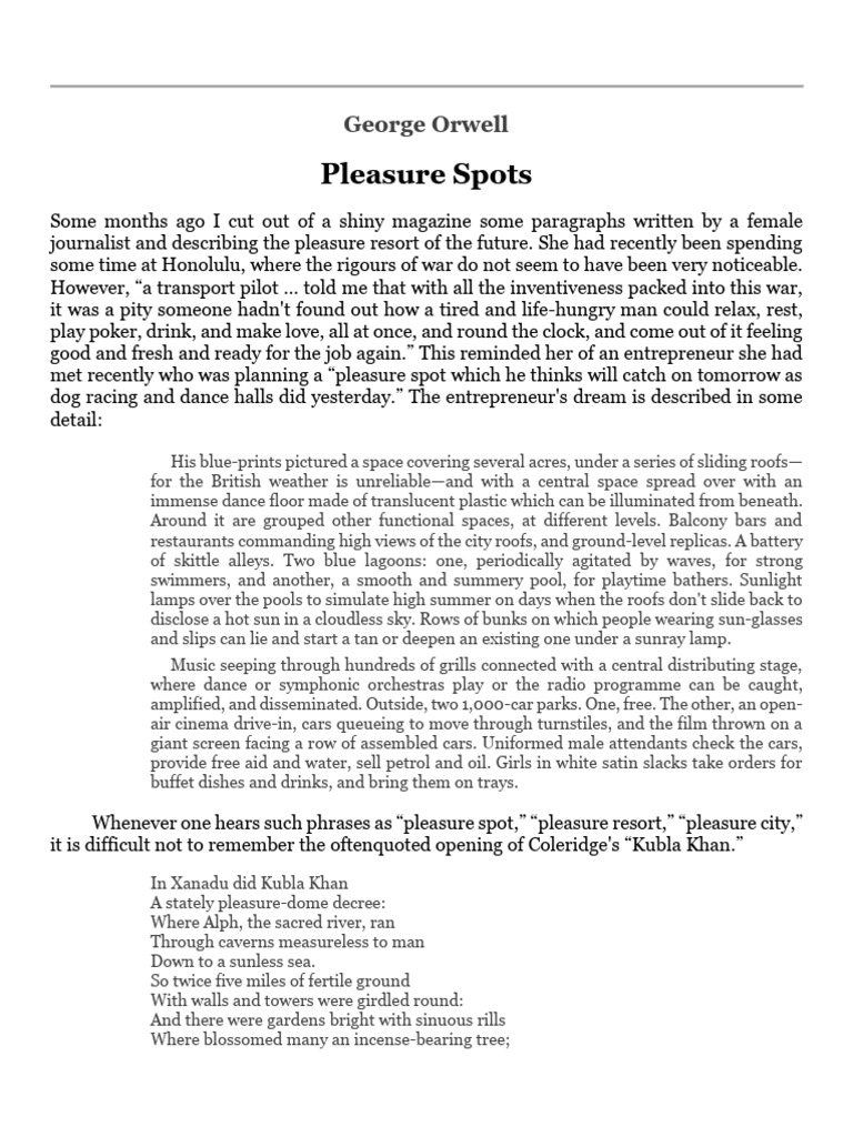 George Orwell - Pleasure Spots-1 | PDF