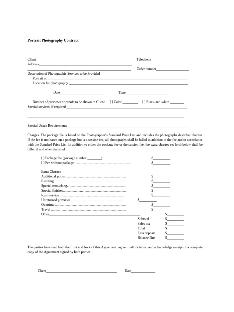 Photography Portrait Contract | PDF | Fee | Arbitration