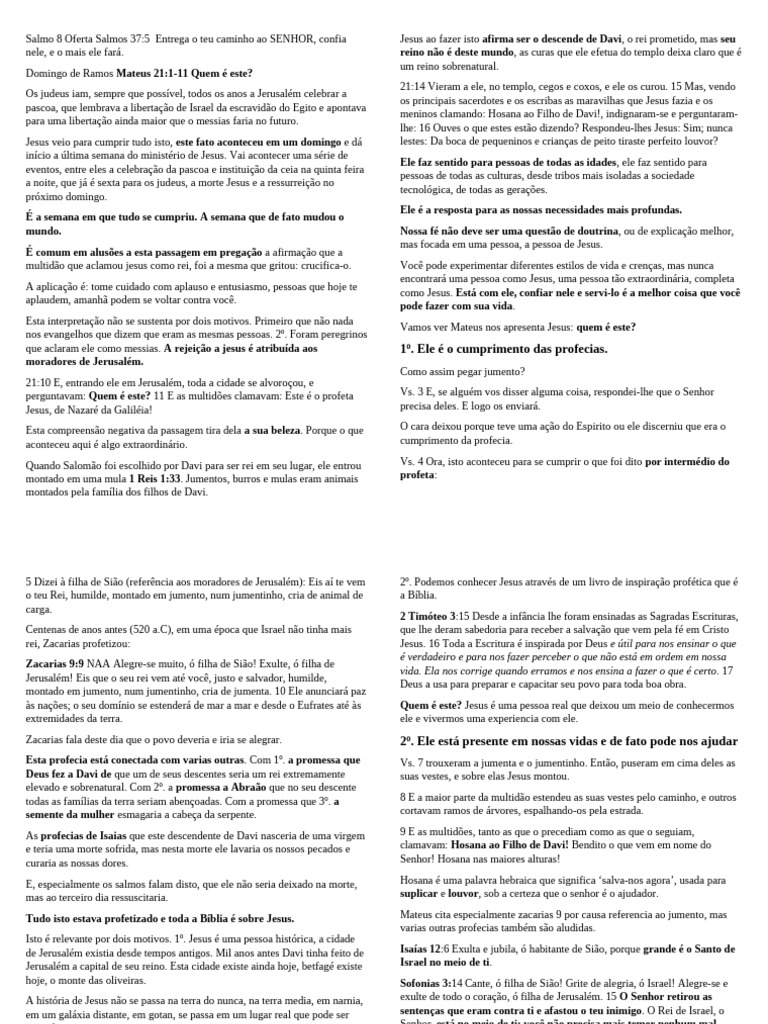 Domingo de ramos Mateus 21 | PDF