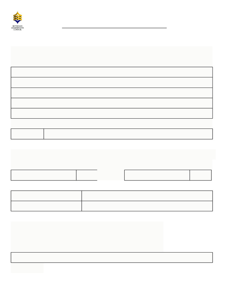 Examining Personnel Authorisation Form: Botswana Examinations Council | PDF