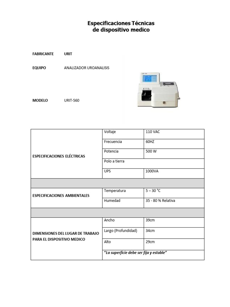 Analizador de Orina Urit 560 | PDF