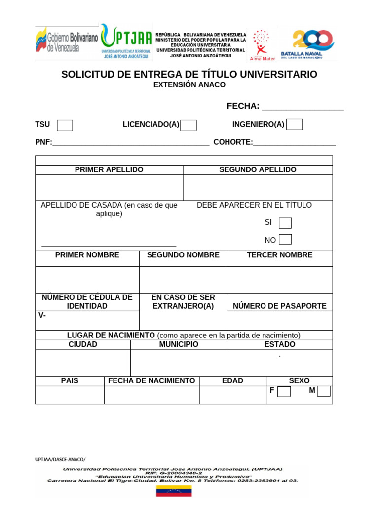 Planilla Solicitud de Título | PDF