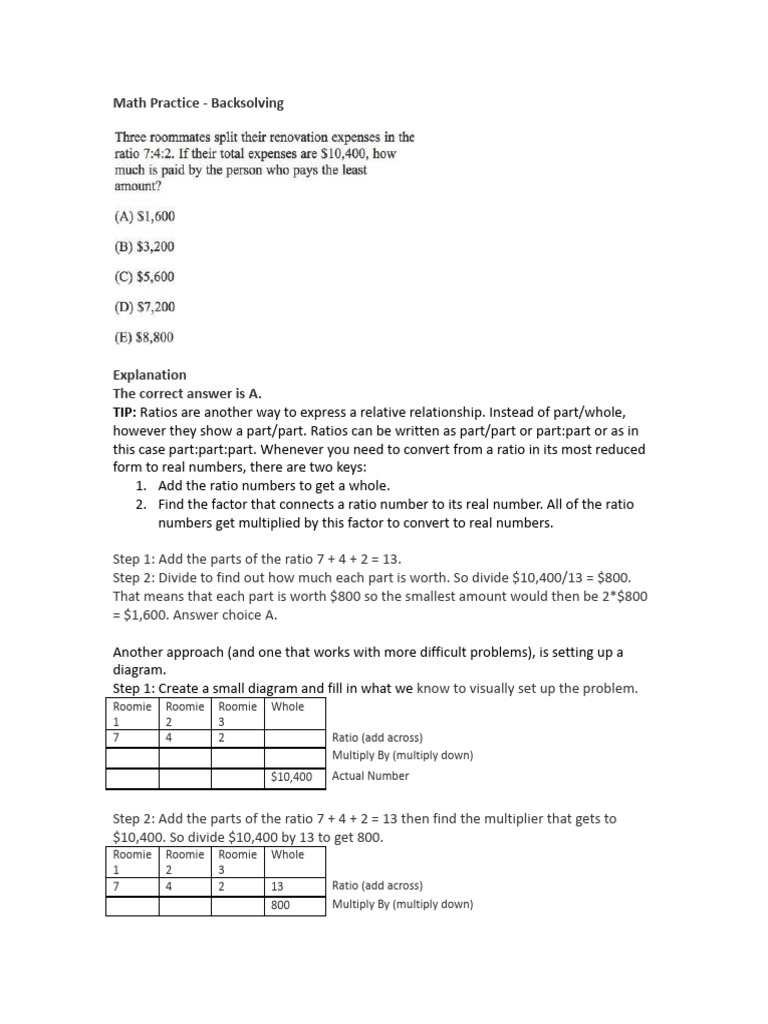 Backsolving Answers | PDF
