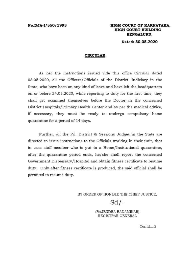 Circular Medical Checkup District Courts 30052020 | PDF