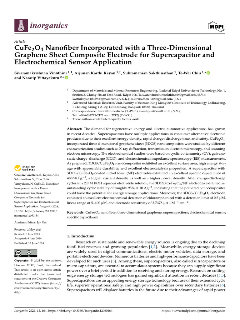 CuFe2O4 Nanofiber Incorporated With A Three-Dimens | PDF