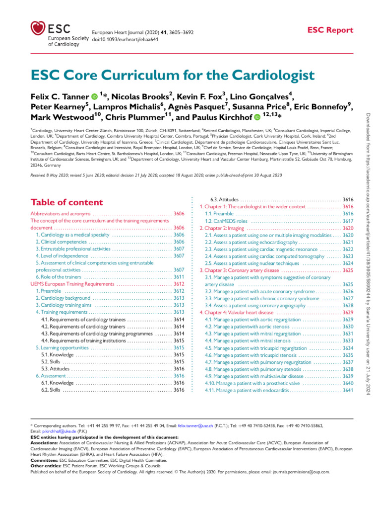 ESC - Core Curriculum Cardiologia | PDF