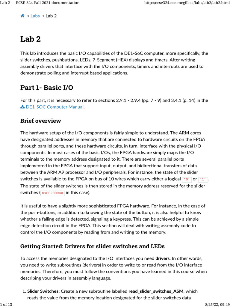 Lab 2 - ECSE-324-Fall-2021 Documentation | PDF | Ciencias de la Computación | Métodos y ...