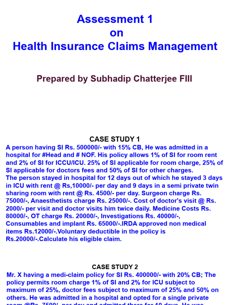 Assessment 1 On Health Insurance Claims Management | PDF
