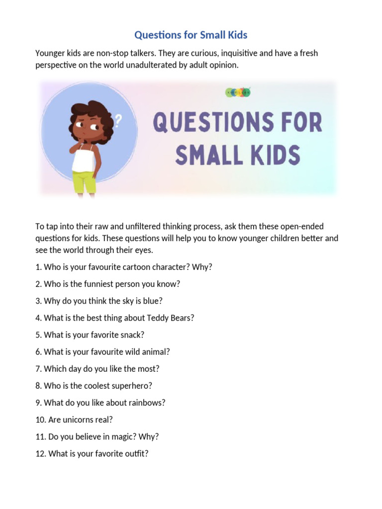 Questions For Small Kids | PDF