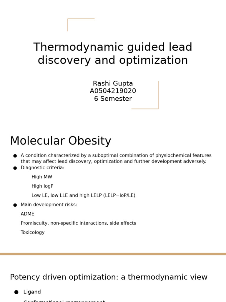 Thermodynamic Guided Lead Discovery and Optimization | PDF