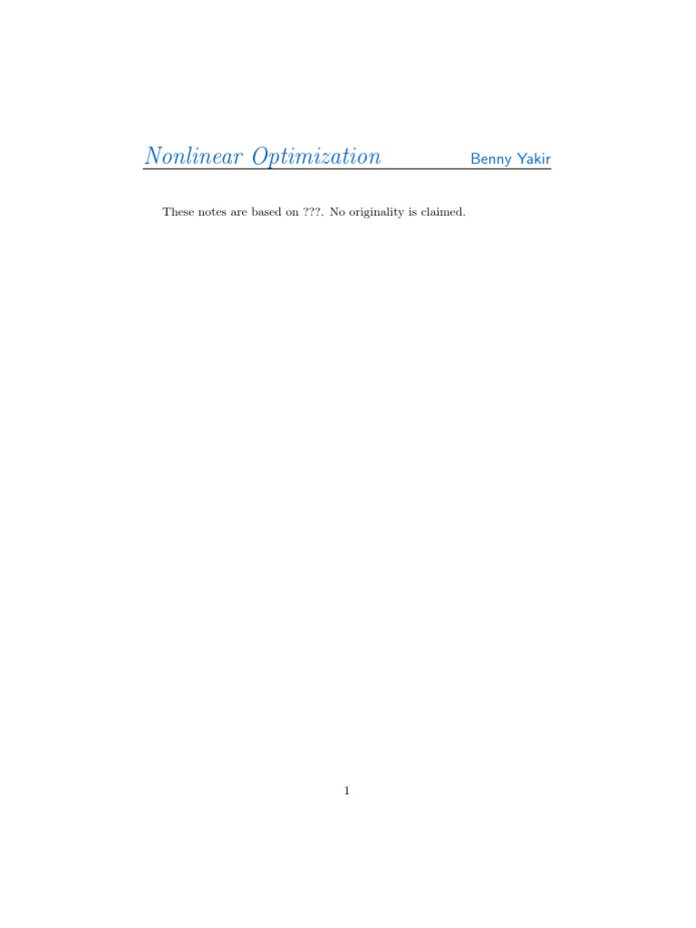 Nonlinear Optimization: Benny Yakir | PDF | Mathematical Optimization | Algebra