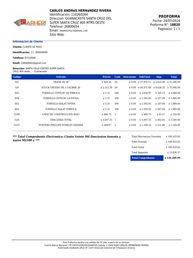 Proformas 18820 24072024 | PDF