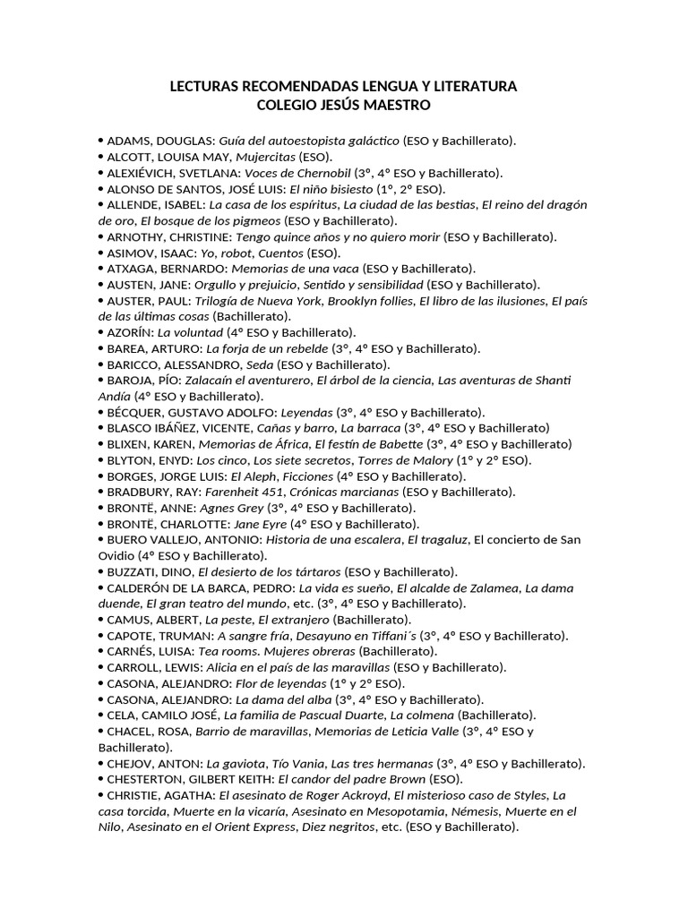 LECTURAS RECOMENDADAS 24-25 | PDF