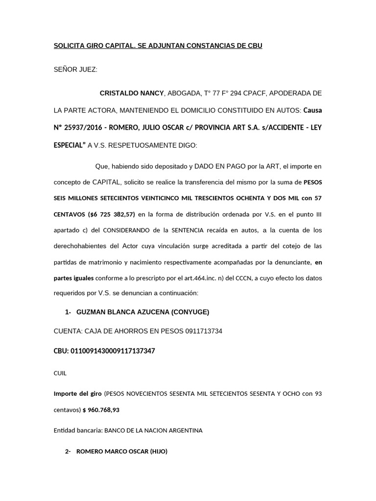 Solicita Transferencia Capital | PDF