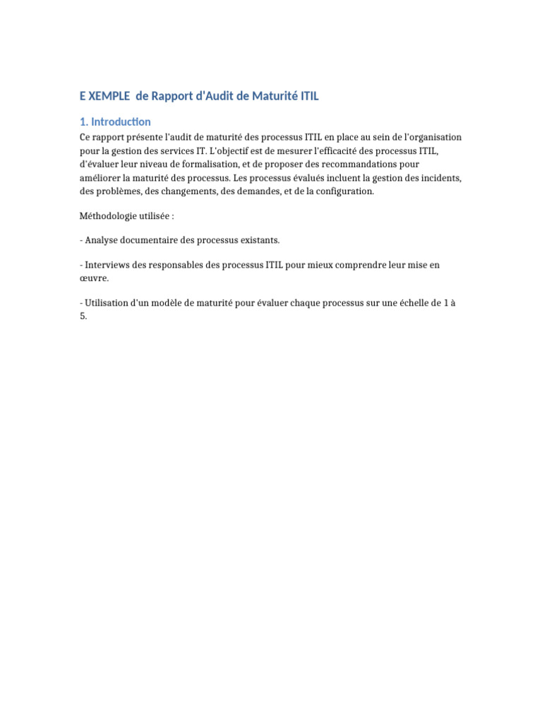 Rapport - Audit - Maturite - ITIL - Final - v3 - Copie | PDF