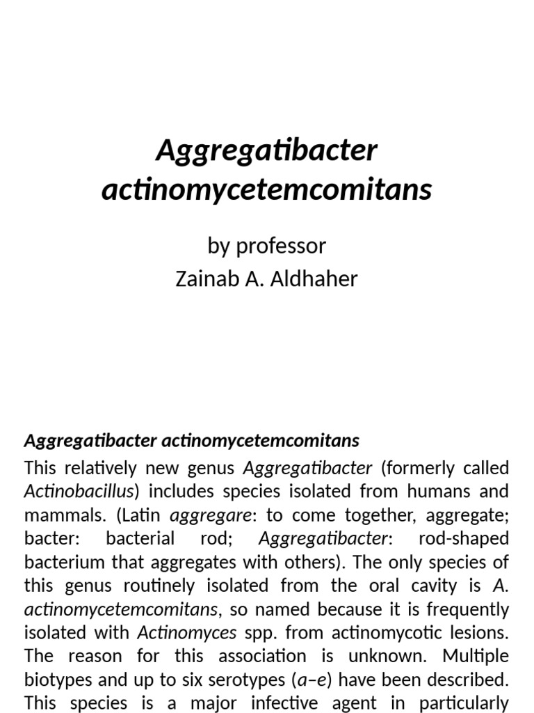 Aggregatibacter Actinomycetemcomitans | PDF