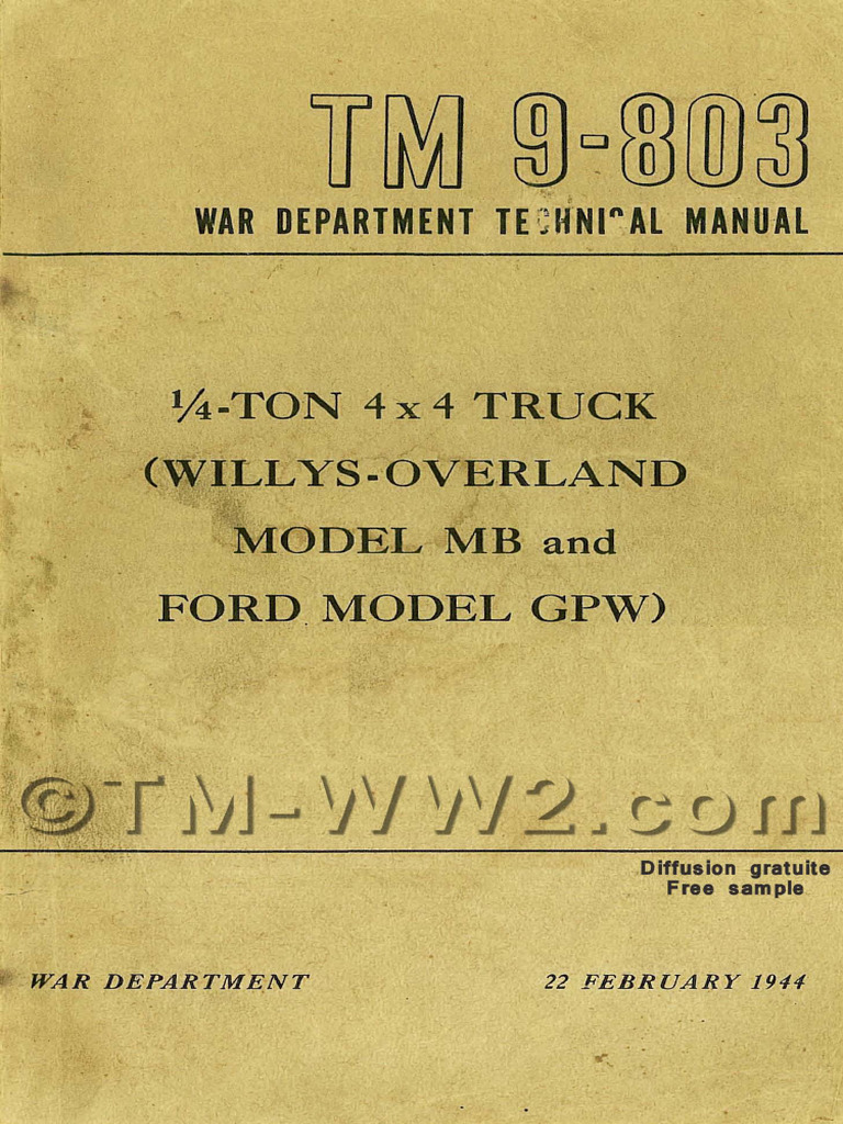 Willy-Overland Model MB & Ford Model GPW | PDF